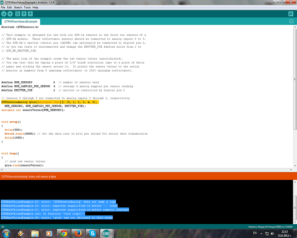 Arduino And Qtr 8a Library Problem Other Pololu Products Pololu Forum