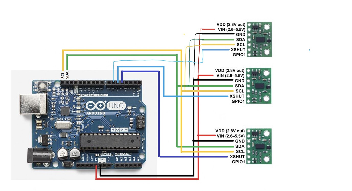Getting the distance from three VL53L1X sensors - Sensors - Pololu Forum